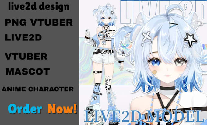 Do png tuber design live2d vtuber rigging character model design mascot ...