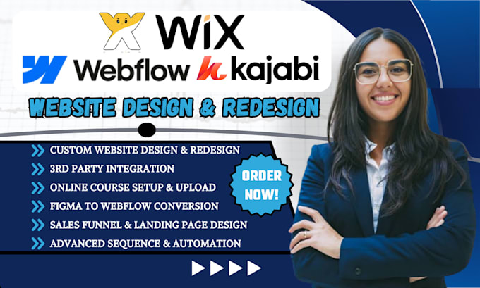 Build kajabi online course website, sales funnel, wix webflow landingpage design by Elbina_silas ...