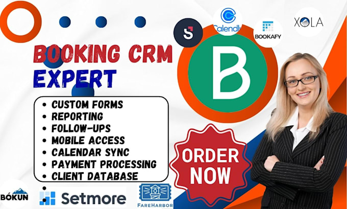 Setup booking crm bookafy setmore calendly scoro brevo bokun farehabor xola by Crm_micheal1 | Fiverr