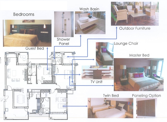 Architecture and interior design plans, detail drawings, virtual mood ...