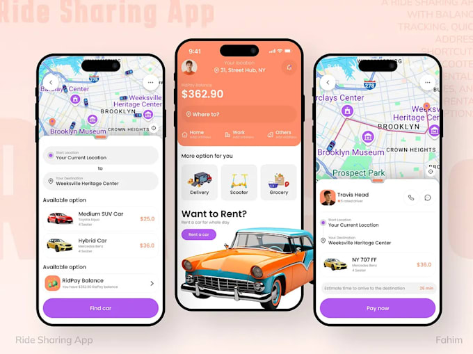 Develop ride sharing app, taxi booking app, logistic application for ...