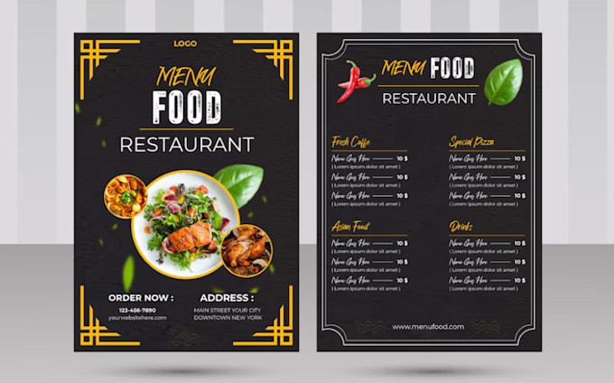 Design custom restaurant menu food menu digital menu poster flyer and ...