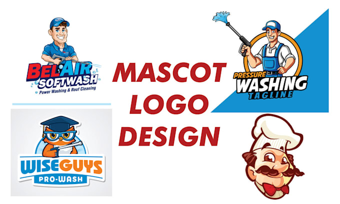 Design pressure washing mascot logo, cartoon business identity by ...