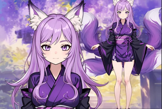 Draw and sketch live 2d vtuber character, kitsune,png tuber,anime ...