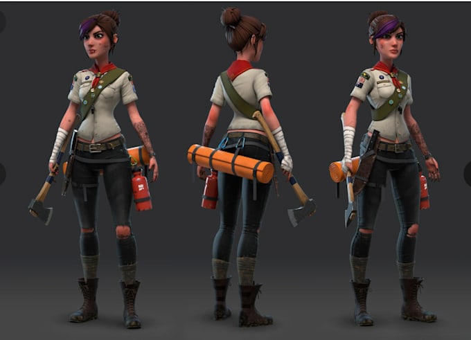 Detailed 3d realistic game character, ue5 rig, 2d sketch to 3d model, retexture by Field_cgi ...