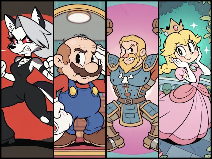 Draw custom 2d classic vintage retro cartoon illustrations commissions ...