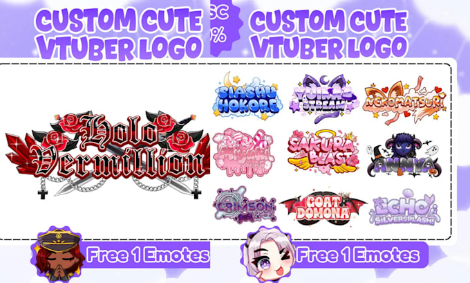 Design cute vtuber twitch, anime game streamer logo, emotes, live2d and ...