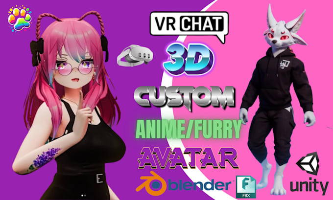 Do custom vrchat 3d model furry avatar anime character design vrc by ...