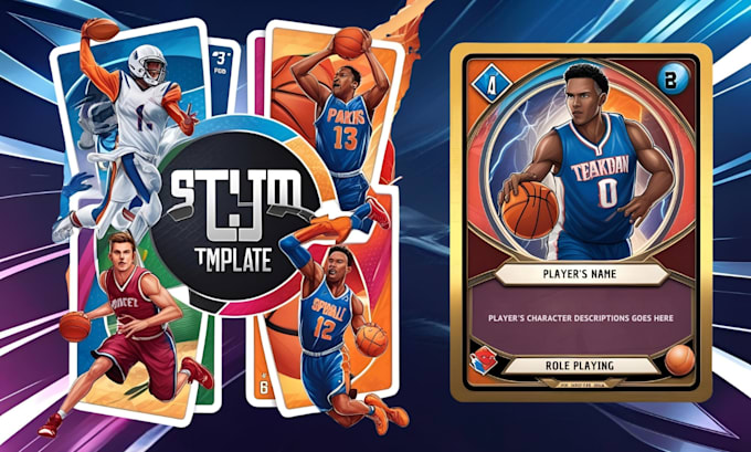 Design trading cards, tcg card game template design playing card frame ...