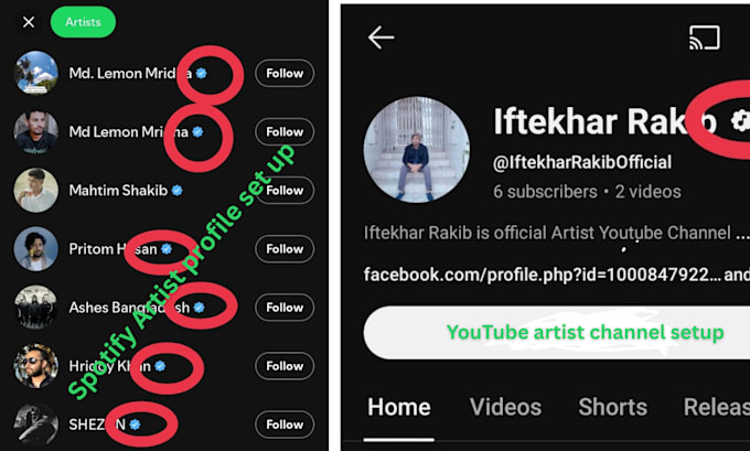 Create your youtube and spotify official artist channel setup by ...