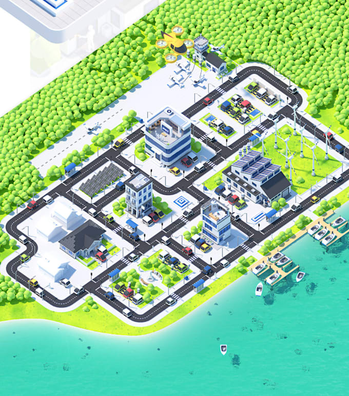 Repurpose rooftop design,isometric 3d city map,enscape 3d rendering ...