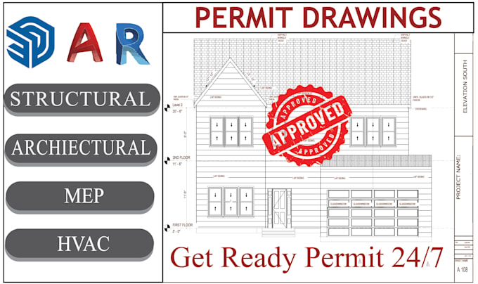 Do permit drawings, architectural structural floor plan, mep, site plan ...