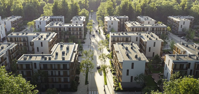 Redesign 3d high rise apartment, real estate building,car park,cgi map ...