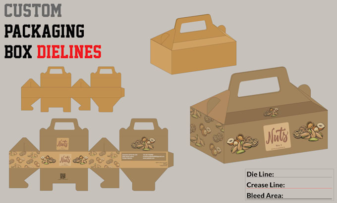 Create die line or die cut line for box packaging design by ...