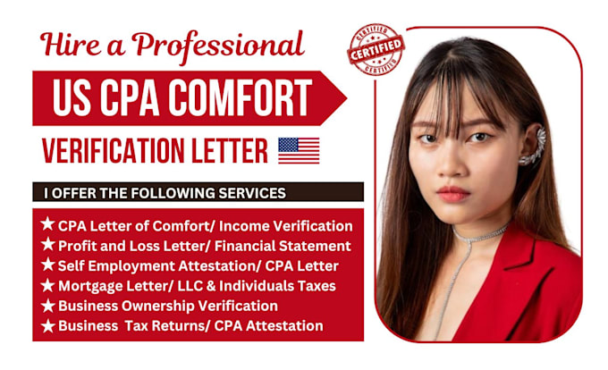Get us cpa comfort letter, cpa income verification letter, profit and ...