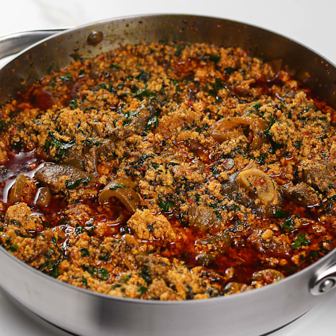 Cooked food, create recipe for eba iyan with fufu and ila by ...