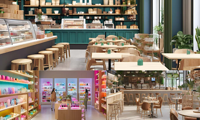 Do retail store, restaurant, cafe, interior and 3d rendering by Simon ...