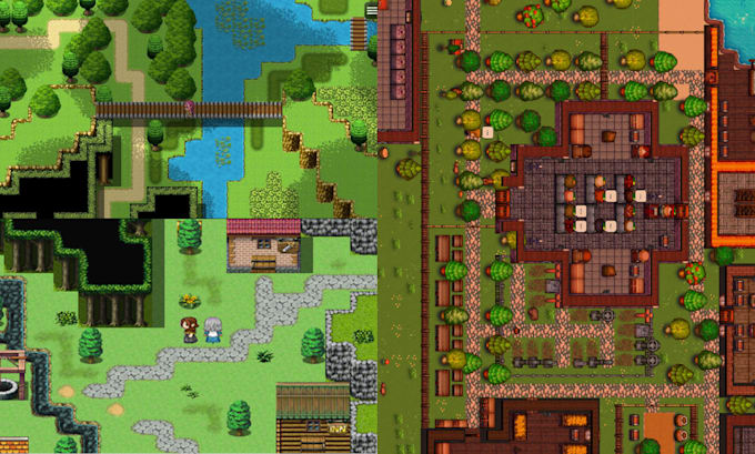 Do pixel art tile set, top down game environment, tile map, sprite ...