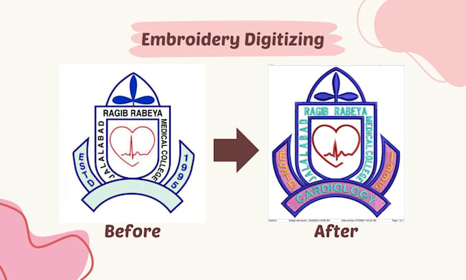 Digitizing your image, vector into embroidery design using wilcom by ...