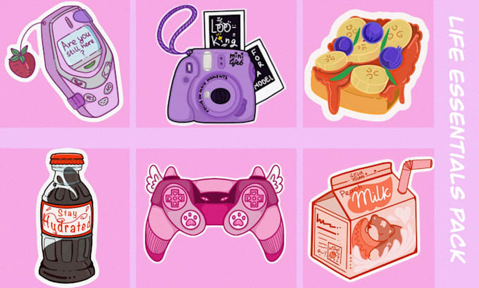 Create hand drawn kawaii digital stickers or doodles by Ksenyadoart ...