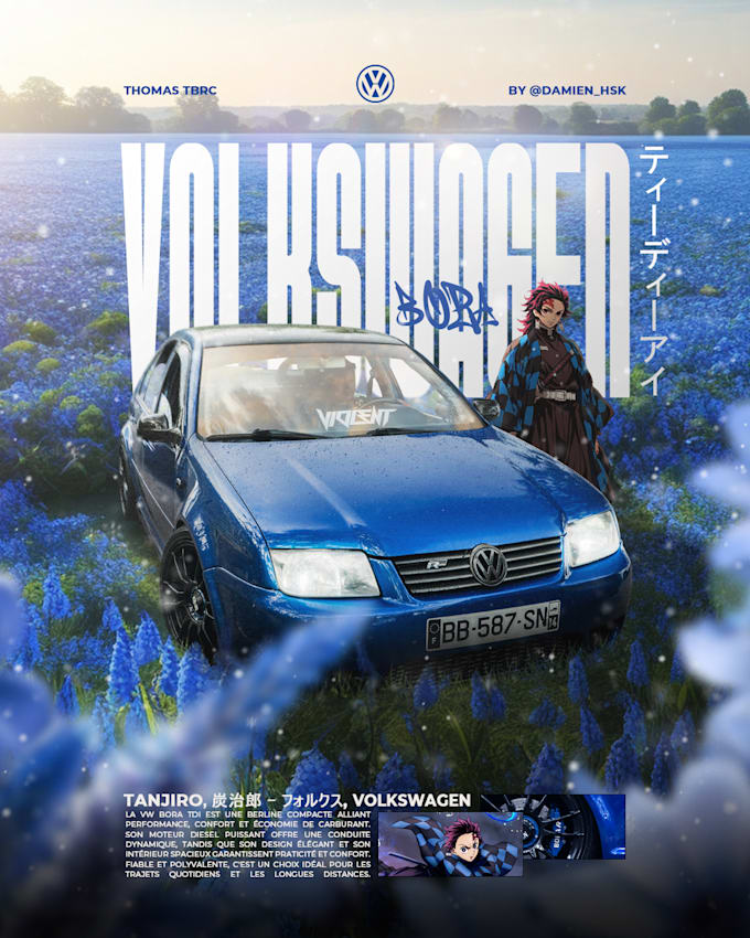 Create a custom anime style illustration of your car by Damienhsk | Fiverr