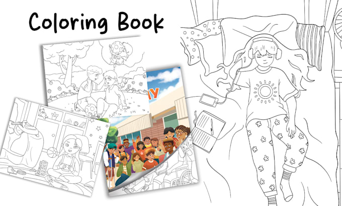 Create coloring book illustrations and cover for children by Medmatey ...