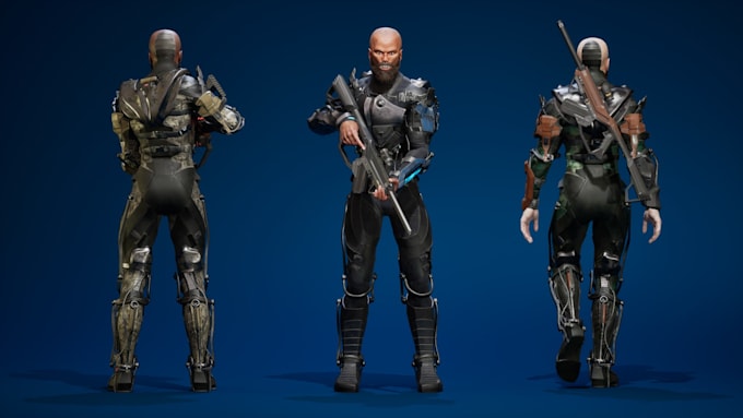 Game optimized 3d character model, 4k texture, ue5 rig, mocap, simulate ...