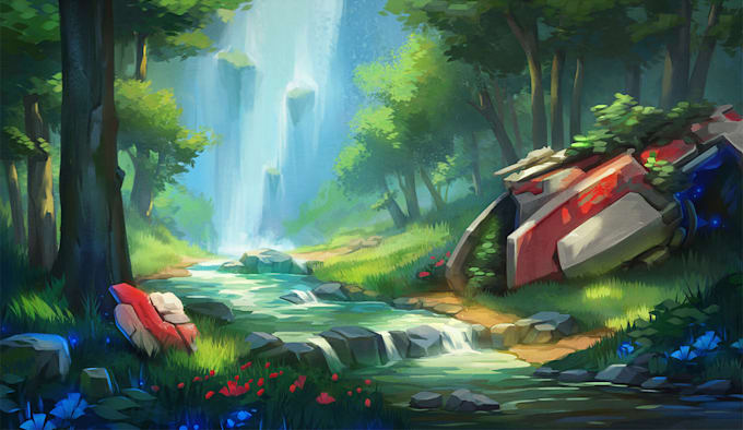Draw realistic illustration, environment concept art by Jradilar | Fiverr