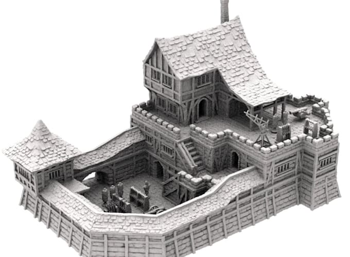 Design terrain, roleplay modular wooden ruin, beamer mini dnd diorama ...