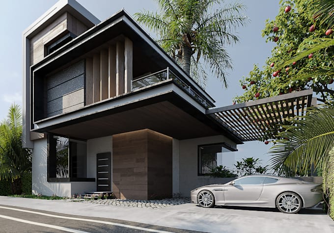 Redesign 3d modern villa facade, house elevation,interior layout,cgi room render by Culemo | Fiverr