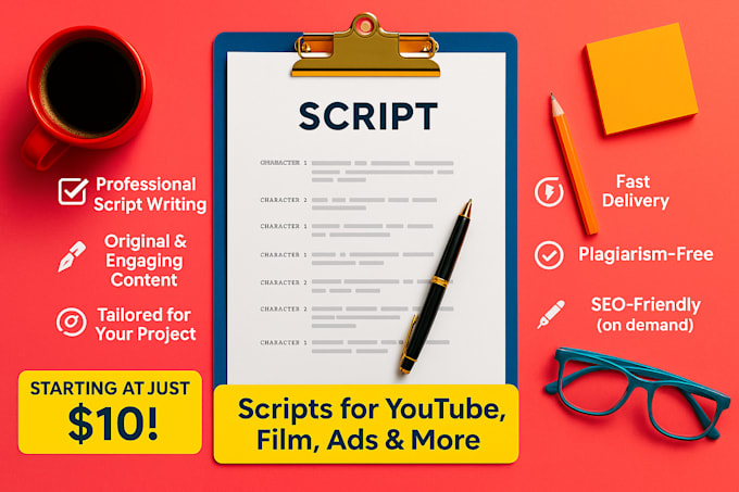 Write professional scripts for youtube , instagram etc by Ai_article_king | Fiverr