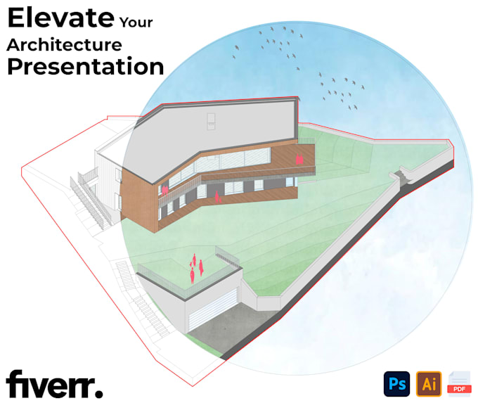 Render your architectural drawings in photoshop by Felipefabris | Fiverr