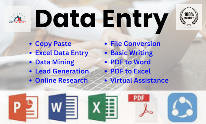 Do excel data entry, copy paste, convert pdf, web research, typing, data entry by Alihw7753 | Fiverr