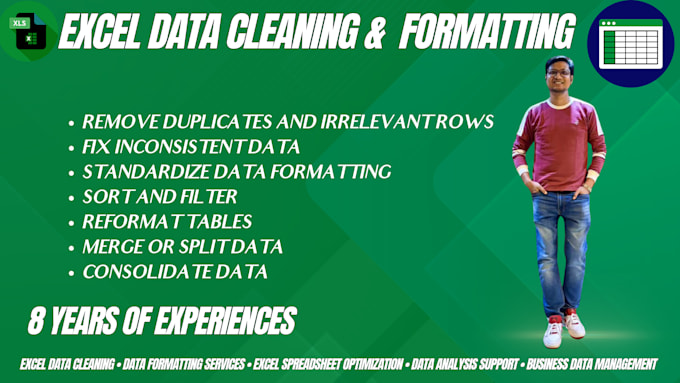 Data cleaning formatting in excel and googlesheet by Smsaifullah | Fiverr