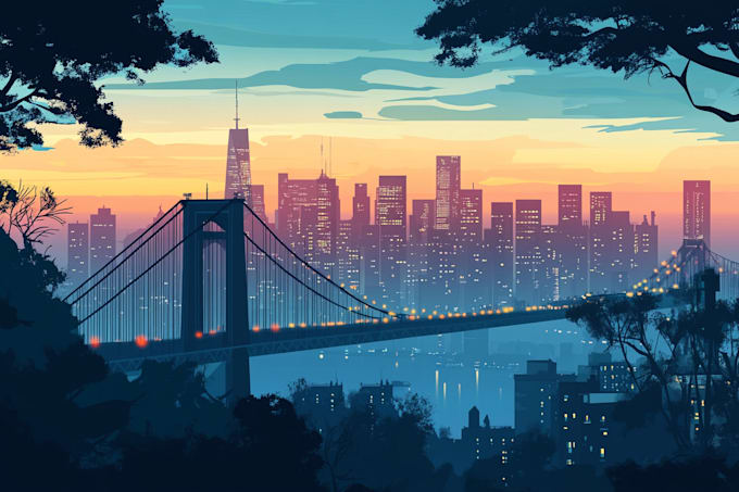 Create flat landscape illustration of nature and background vector art by Maelenoux | Fiverr