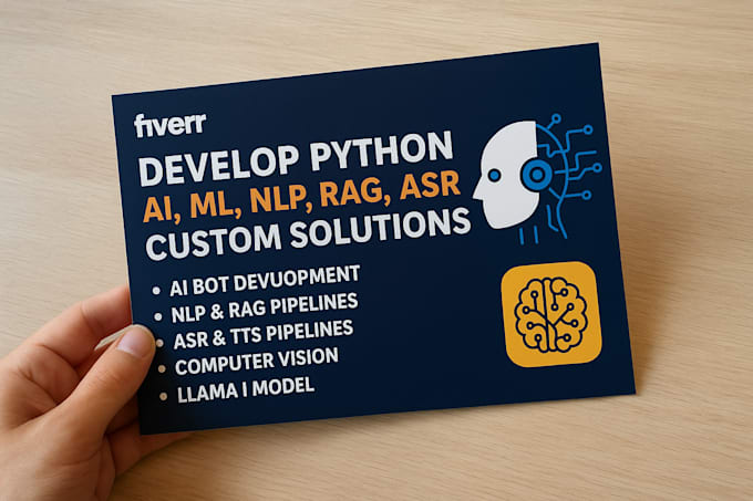 Develop python ai, ml, nlp, rag, asr, cv, and llama based custom ai solutions by Dev01_team | Fiverr
