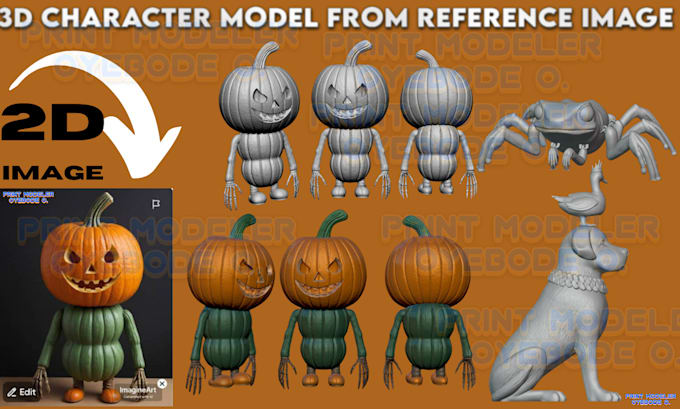 Convert 2d to 3d printable model custom 3d character model 2d to 3d stl ...