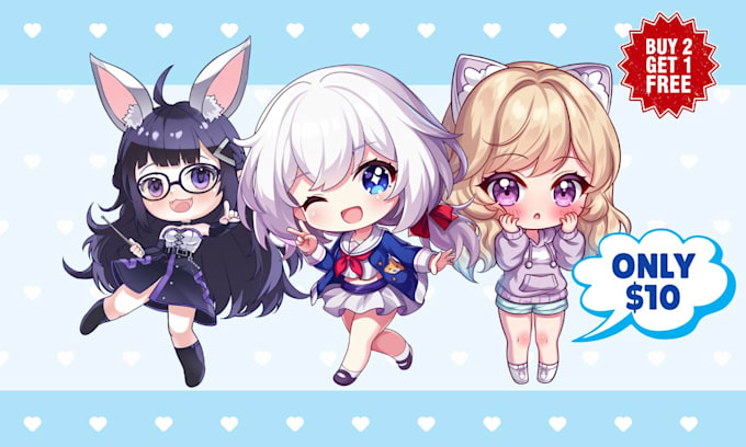 Draw cute chibi character for anime fanart, pfp, kawai vtuber by ...
