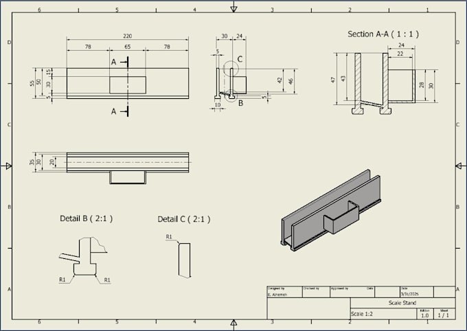 Autodesk inventor 3d models and fabrication drawings by Eliasalnemeh | Fiverr