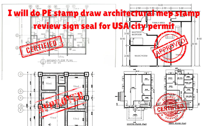 Pe stamp draw architectural mep stamp review sign seal for usa city permit by Anabell_mira | Fiverr