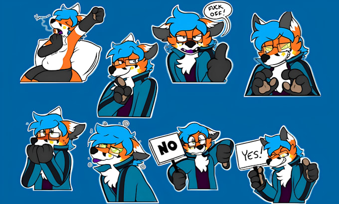 Draw furry telegram sticker design discord emotes furry art fursona gif ...