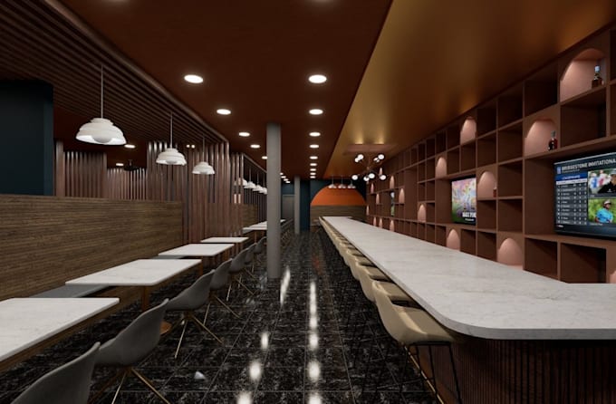 Model golf bar concept,interior design,sofa render,unique bar layout ...