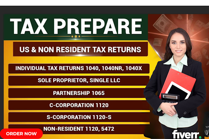 Prepare and file irs forms 1120, 1040, 1065, 5472 1040nr 990 for us tax ...
