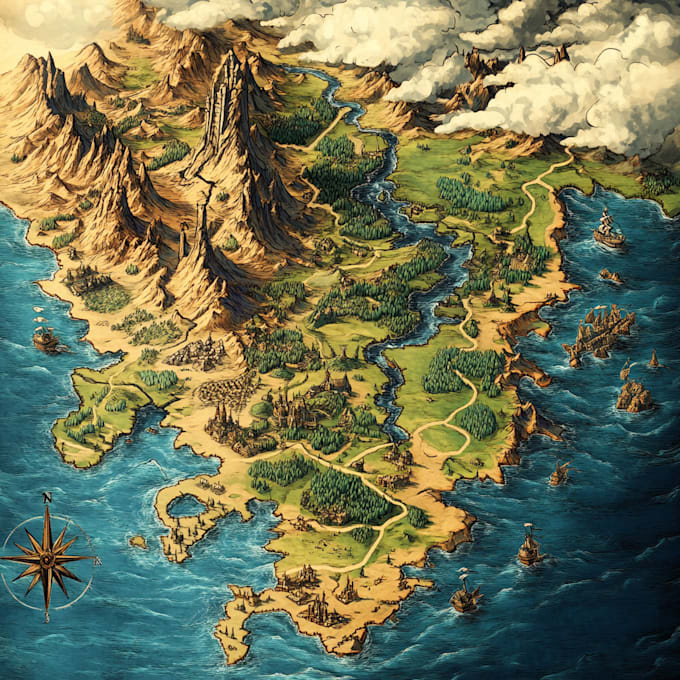 Fantasy map illustration, dnd map, toikein games vector by Simmons268 ...