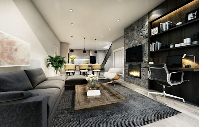 Modify 3d accent house interior, lightening setup, 2d to 3d cad,render floorplan