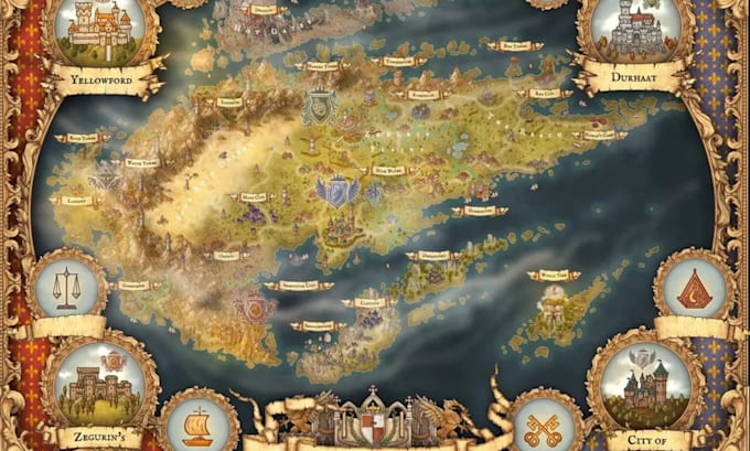 Do fantasy book novel map illustration dnd game world city map campaign ...