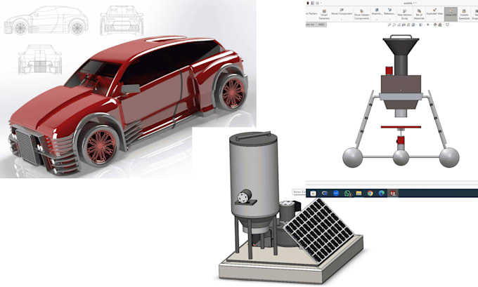 Do 3d model 2d drawings 3d print cnc in solidworks creo and autodesk investor by Mask_marvel ...