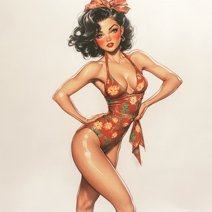 Draw your pinup girl in an nsfw or vintage manner by Scepniemeck | Fiverr
