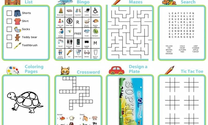 Kdp kids worksheet puzzle book word search, math, coloring, activities ...