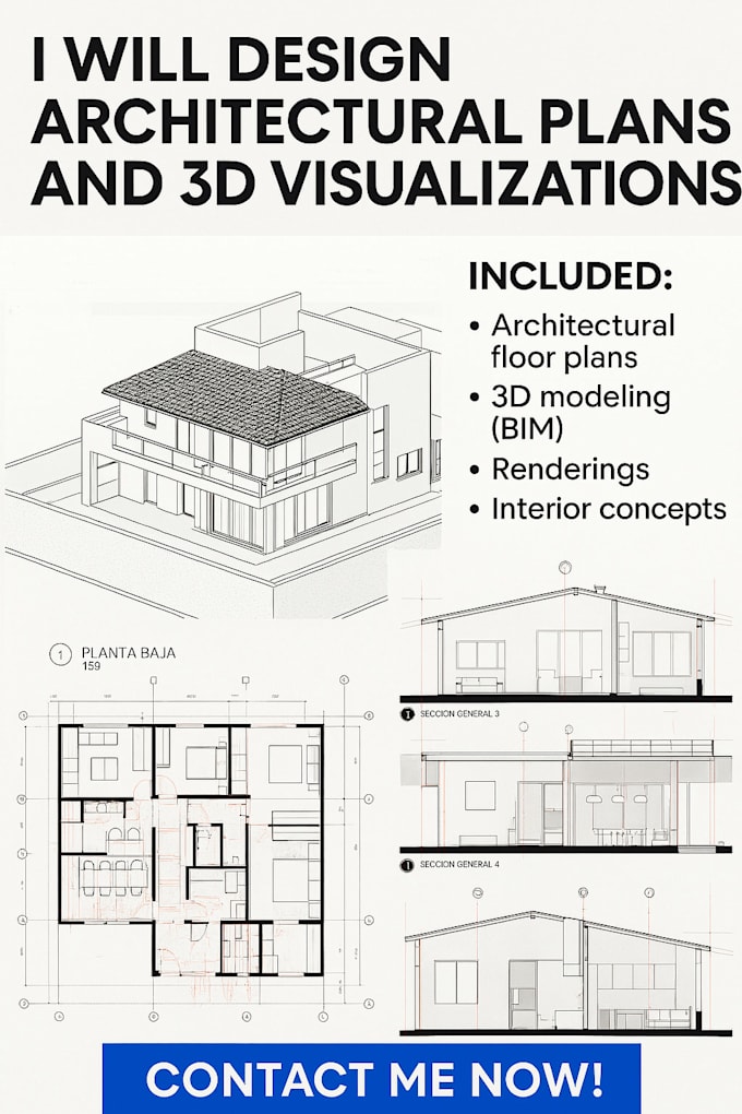 Design architectural plans and 3d visualizations by Monserrathrdz | Fiverr